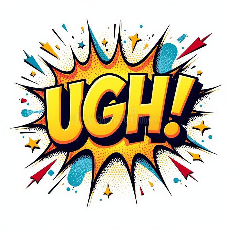 Vibrant and Dynamic Comic Art Style Showcasing the Word Ugh, Png, Ai ...