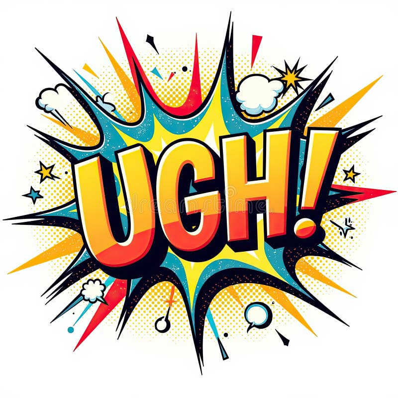 Vibrant and Dynamic Comic Art Style Showcasing the Word Ugh, Png, Ai ...