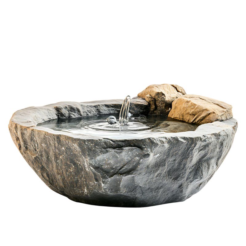 PNG Water Feature in a Stone Basin on Transparent Background Stock ...