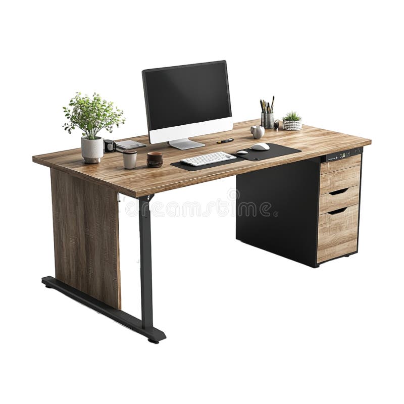 PNG Working Table Office with PC on it on Transparent Background - Ai ...