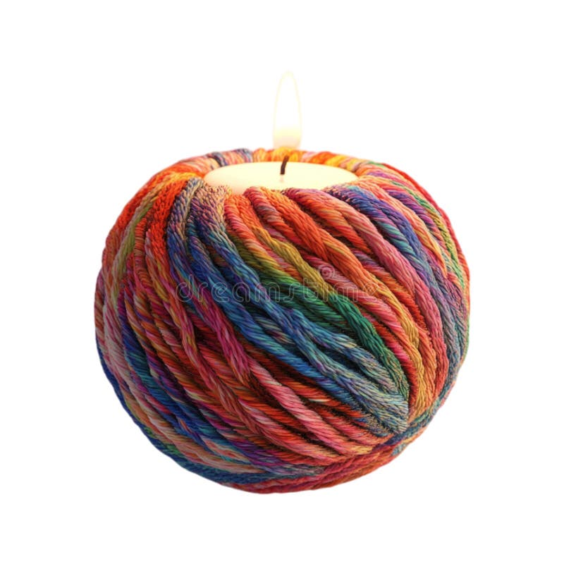 PNG Yarn Ball Candle with Flame on Transparent Background Stock ...