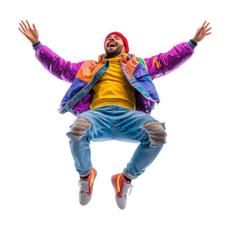 PNG Young Man Jumping with Joy on Transparent Background Stock ...