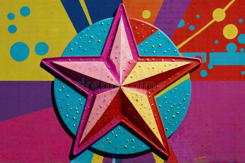 Pntagram Star Symbol in Colorful Paint Splashes Stock Illustration ...