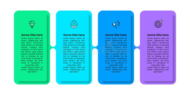 Po_Four_RectangleInfographic Template. Linked Rectangles with 4 Steps ...