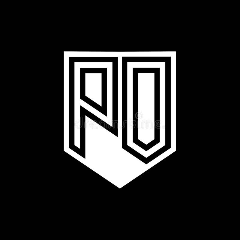PO Logo Monogram Shield Geometric Black Line Inside White Shield Color ...