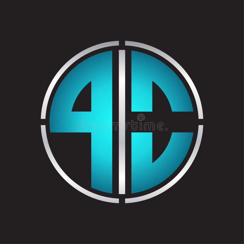 PO Logo Initial with Circle Line Cut Design Template on Blue Colors ...