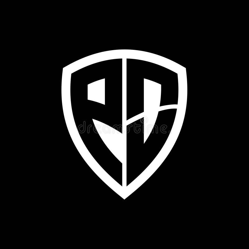 PO Monogram Logo with Bold Letters Shield Shape with Black and White ...