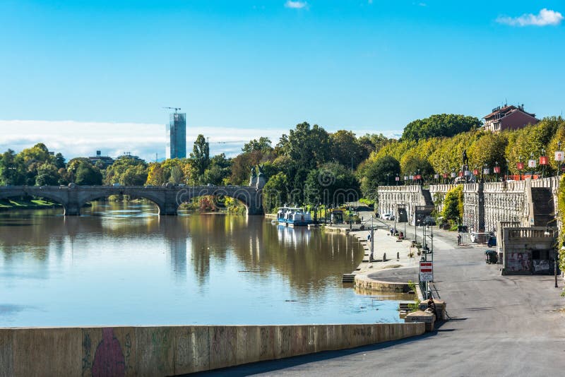 The Po River in Turin, Italy Stock Photo - Image of piedmont, bridge ...