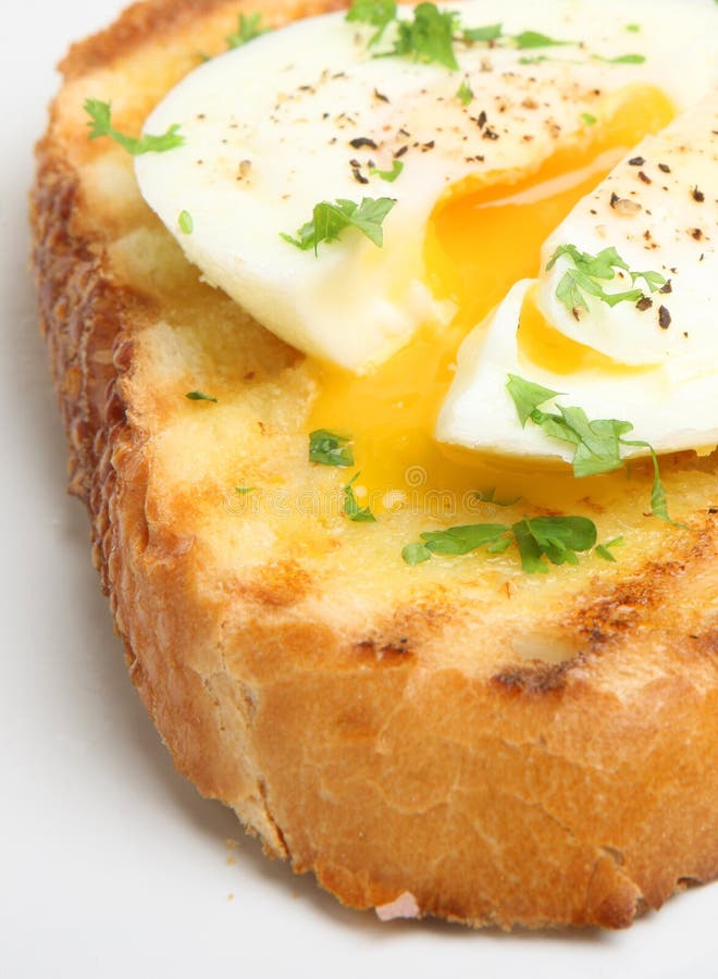 Poached Egg on Toast stock photo. Image of parsley, closeup - 17902172