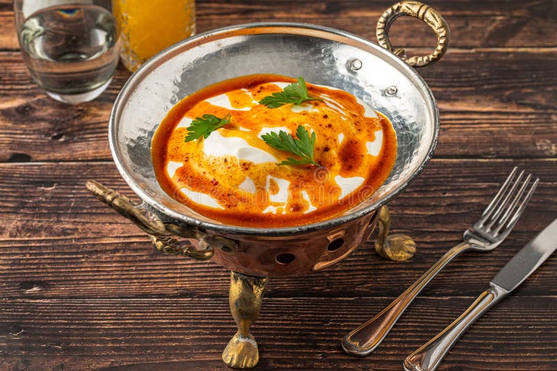 Poached Egg Turkish Name Cilbir Classic Dish Metal Plate Stock Photos ...