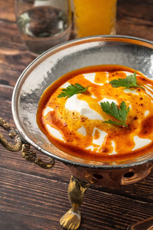 Poached Egg Turkish Name Cilbir, a Classic Turkish Dish, on a Metal ...