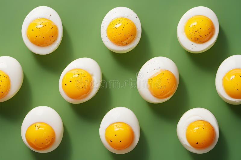 Poached Eggs Arranged Neatly in a Flat Lay Presentation Stock ...