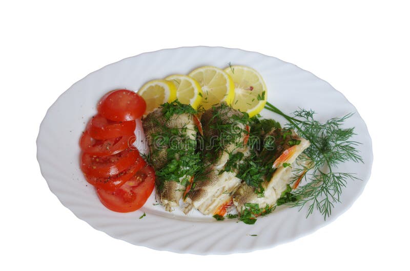 Poached fish stock image. Image of delicious, perch, lettuce - 25549167