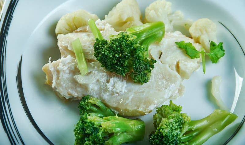 Poached hake stock image. Image of herb, hake, style - 145014951