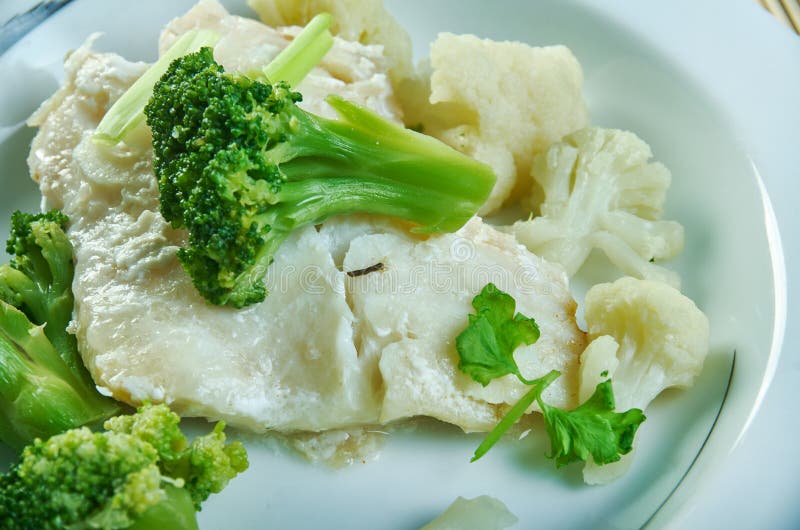 Poached hake stock image. Image of prepared, steamed - 145203975