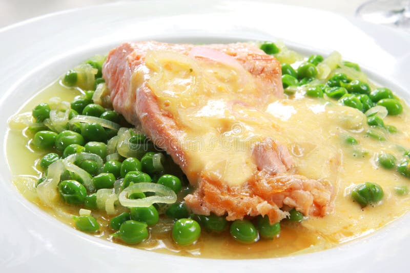 Poached Ocean Trout stock image. Image of peas, white - 3902299