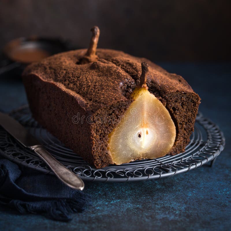 Poached pear ginger cake stock image. Image of cake, sweet - 89769599