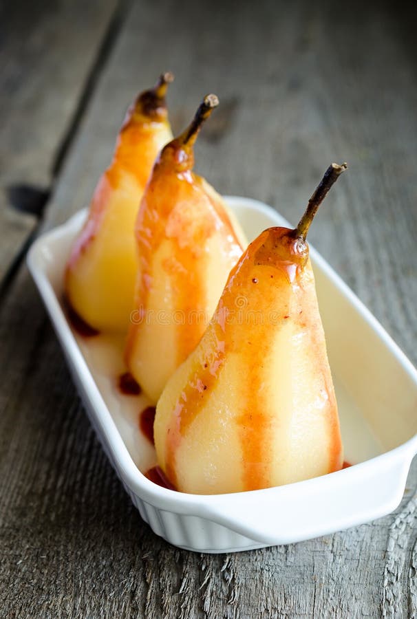 Poached pears stock photo. Image of french, diet, decorated - 36336660