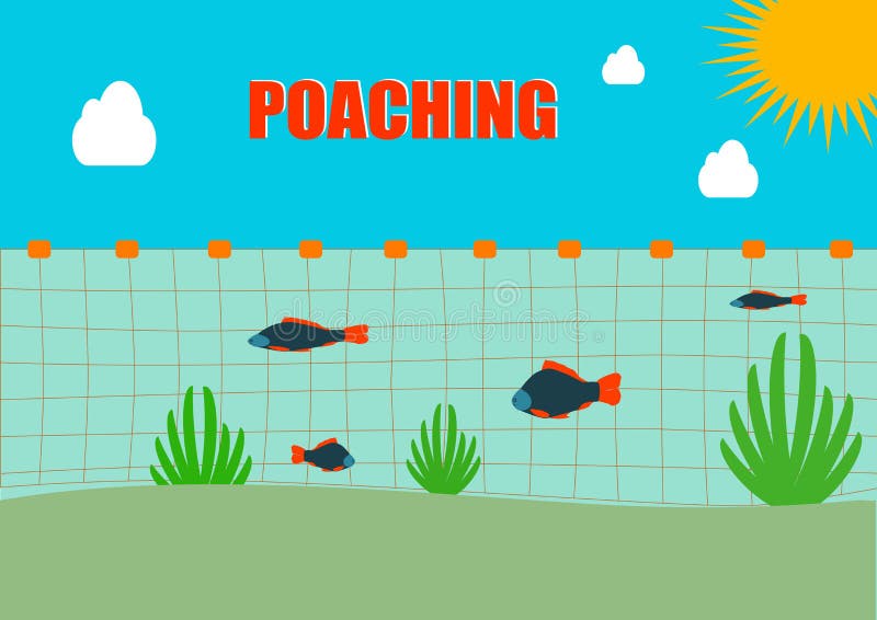Poaching with Nets Vector Image with Place for Text. Stock Vector ...