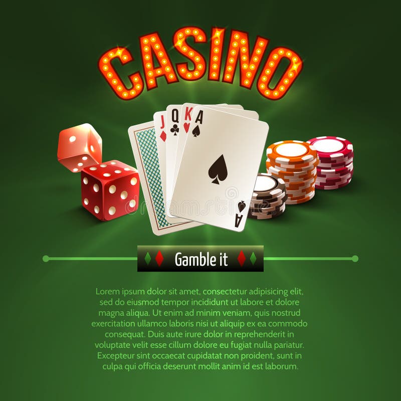 Casino Poster on Green Background Stock Vector - Illustration of ...