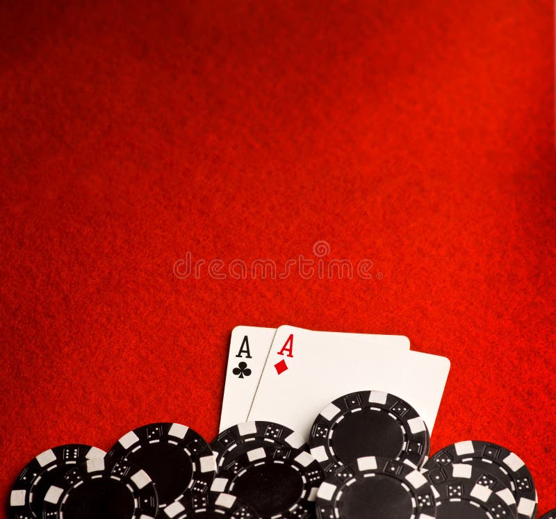 Pocket Aces on Red Felt stock photo. Image of poker, heart - 12003734
