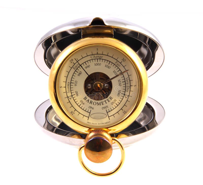 Old Pocket Barometer, Fair Weather Stock Image - Image of gauge ...