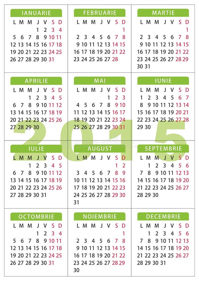 Calendar in Romanian Language for Year 2020, 2021, 2022, 2023, 2024 ...