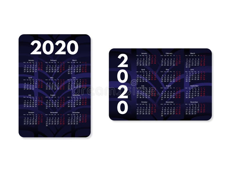 Vector Pocket Calendar Set. 2018, 2019 and 2020 Years. White Design ...