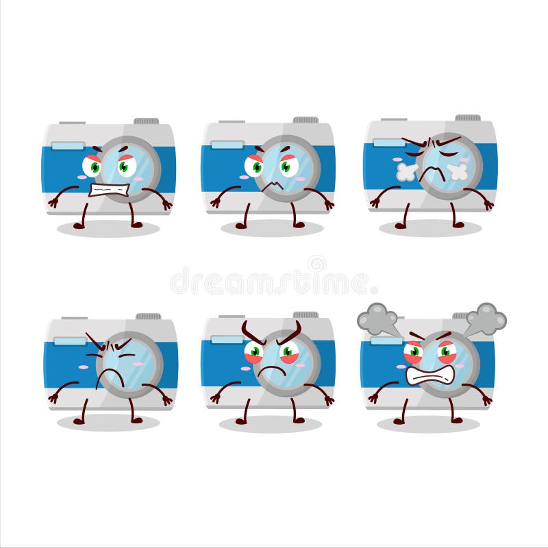 Pocket Camera Cartoon Character with Various Angry Expressions Stock ...