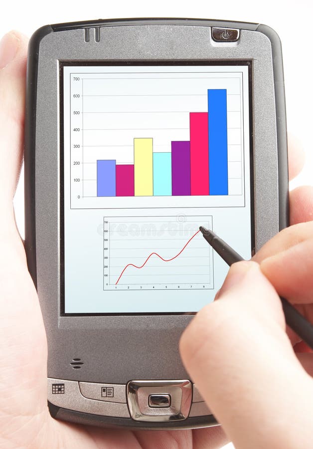 Pocket computer in a hand. stock photo. Image of electronics - 2378514