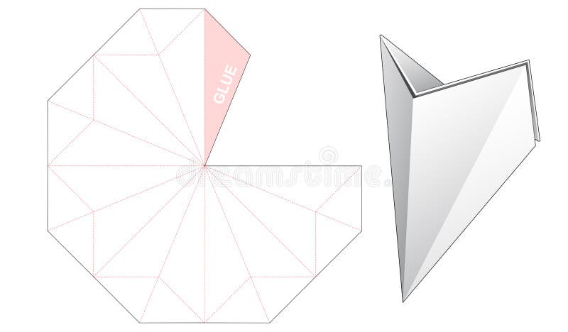 3 Pocket Cone Shaped Box Die Cut Template Design Stock Vector ...