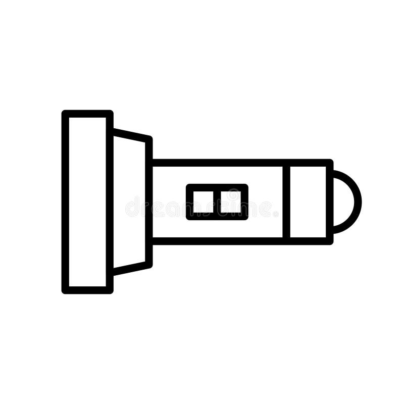 Pocket Flashlight Icon Line Isolated on White Background. Black Flat ...