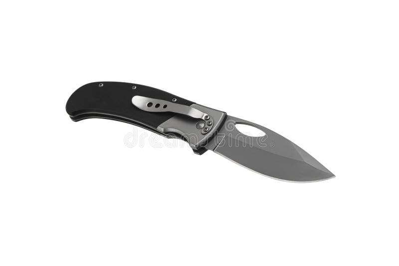 Pocket Folding Knife Isolate on White Back. Compact Metal Sharp Knife ...