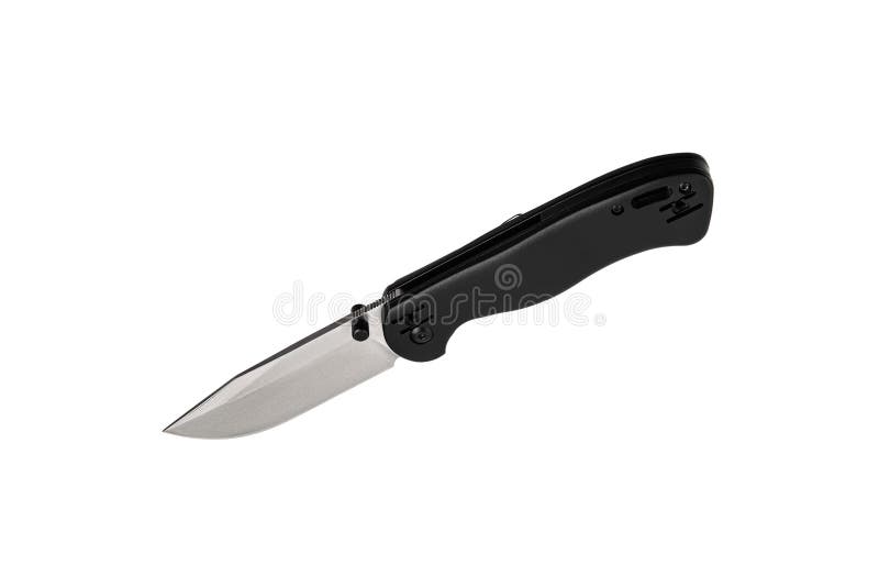 Pocket Folding Knife Isolate on White Back. Compact Metal Sharp Knife ...