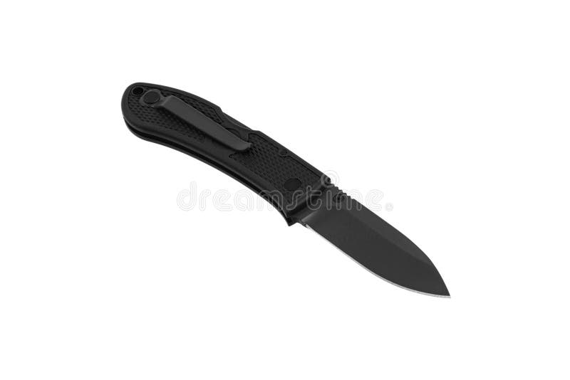 Pocket Folding Knife Isolate on White Back. Compact Metal Sharp Knife ...
