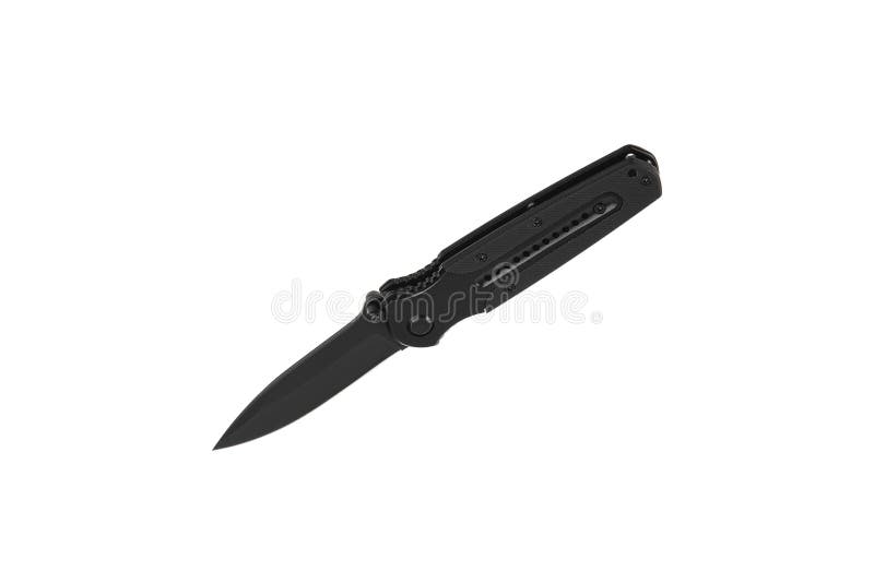 Pocket Folding Knife Isolate on White Back. Compact Metal Sharp Knife ...