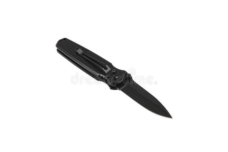 Pocket Folding Knife Isolate on White Back. Compact Metal Sharp Knife ...