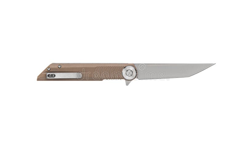 Pocket Folding Knife Isolate on White Back. Compact Metal Sharp Knife ...