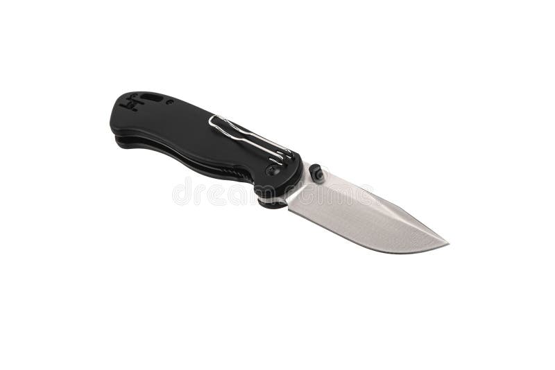 Pocket Folding Knife Isolate on White Back. Compact Metal Sharp Knife ...