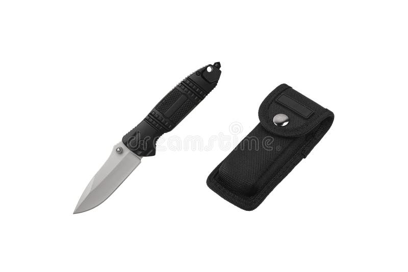 Pocket Folding Knife Isolate on White Back. Compact Metal Sharp Knife ...