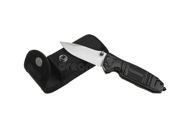 Pocket Folding Knife Isolate on White Back. Compact Metal Sharp Knife ...