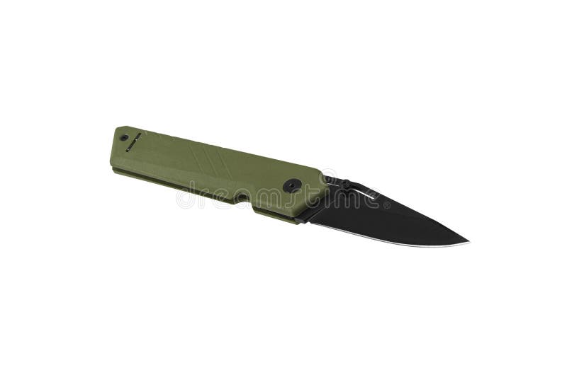Pocket Folding Knife Isolate on White Back. Compact Metal Sharp Knife ...