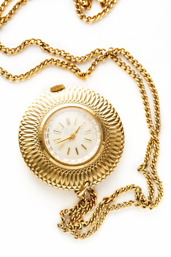 Pocket Golden Watch with Chain Stock Photo - Image of metal, style ...