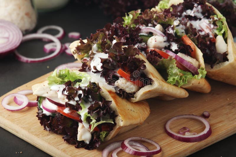 Pocket Pitas with Chicken Salad Stock Photo - Image of healthy, fried ...