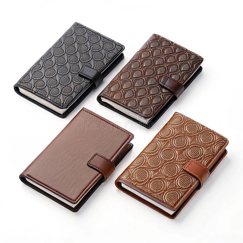 Pocket-sized daily Planners with Leather Cover Stock Illustration ...