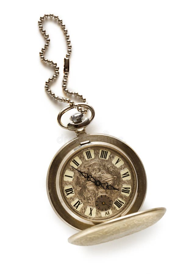 Pocket Vintage Watch with Chain Stock Image - Image of closeup, timer ...