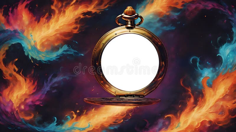 Pocket Watch on Abstract Colorful Waves Background Retro and Vintage ...