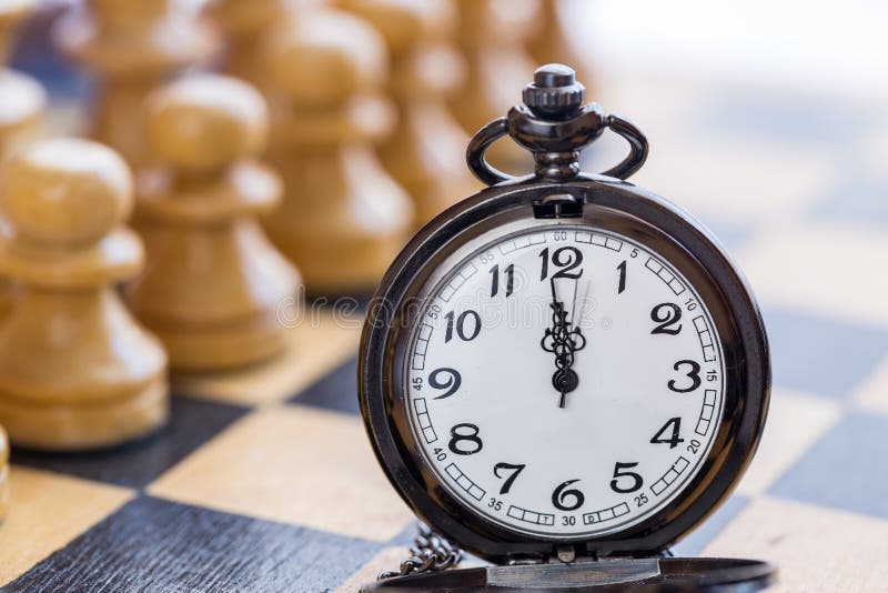 Pocket Watch and Chess Pieces Stock Image - Image of design, mate: 93832195