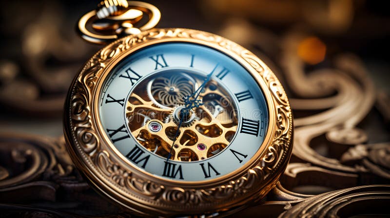 Pocket Watch Close-up Vintage - AI Generated Stock Illustration ...