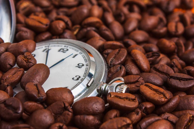 Pocket Watch in Coffee Beans Stock Image - Image of sign, structure ...